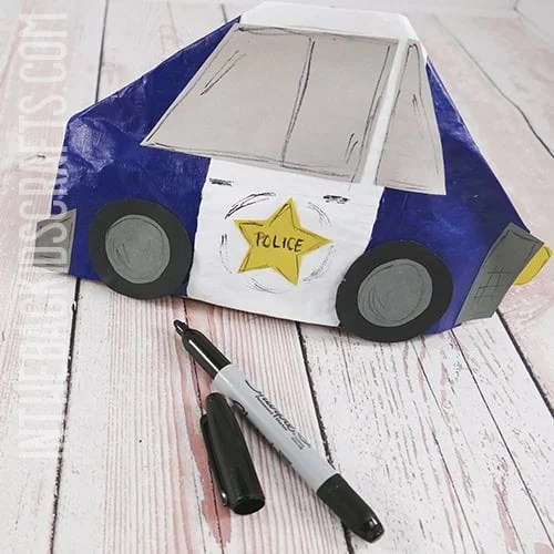 Police Car Craft (with FREE Craft Template) • In the Bag Kids' Crafts