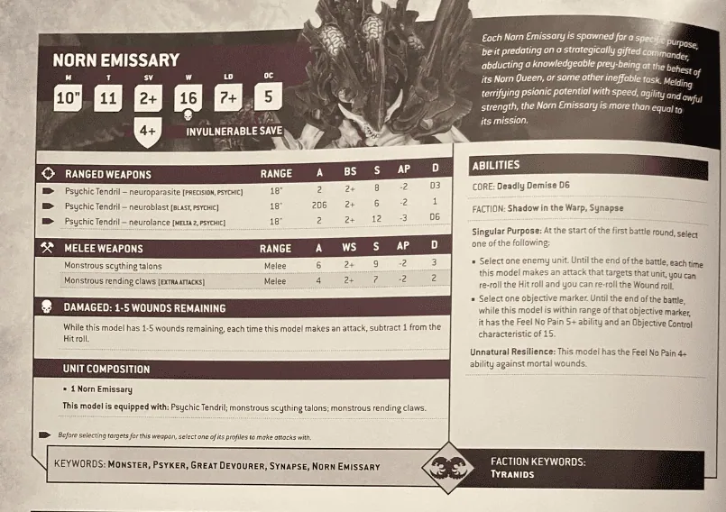 Norn Emissary 40k: Rules, Datasheet, and Building Tips for Tyranid Players