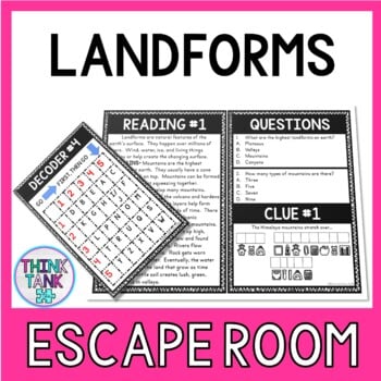 Landforms Escape Room and Boom Cards™ BUNDLE - Think Tank Teacher