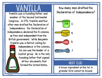 Benjamin Franklin Activity - Scavenger Hunt Challenge - Founding Fathers