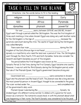 Old Kingdom Ancient Egypt Reading Comprehension CSI Spy Mystery