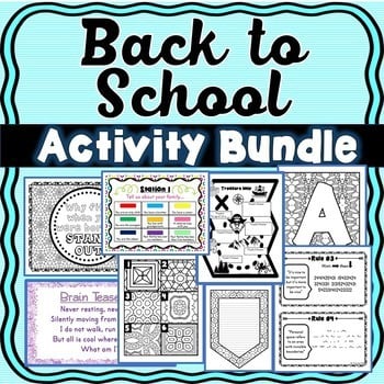 Back to School Activity BUNDLE - Escape Rooms, About Me, Brain Teasers ...