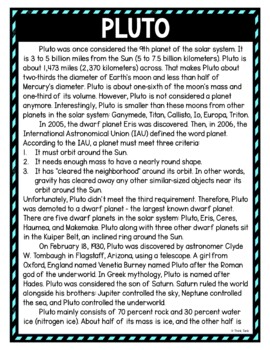 Pluto DIGITAL Reading Passage & Questions Self Grading - Solar System ...