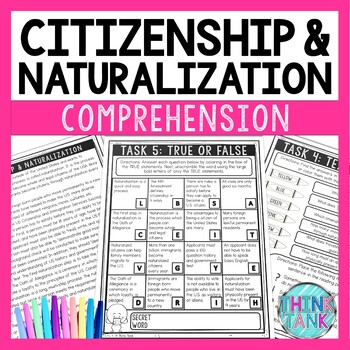 Citizenship and Naturalization Comprehension Challenge - Close Reading ...