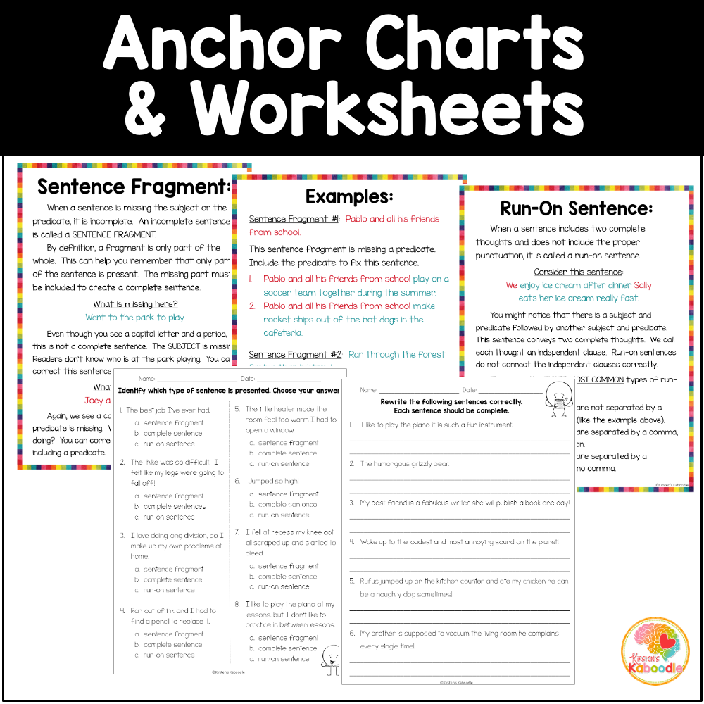 Run On Sentence Worksheet 4th Grade