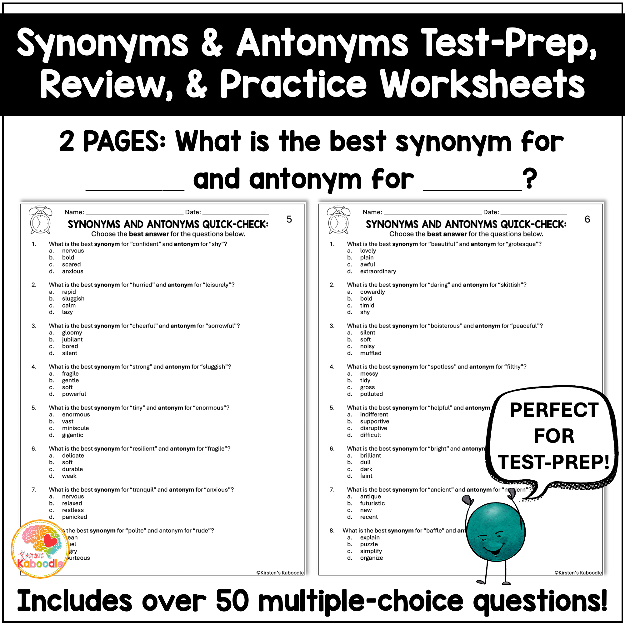 Synonyms And Antonyms Worksheets