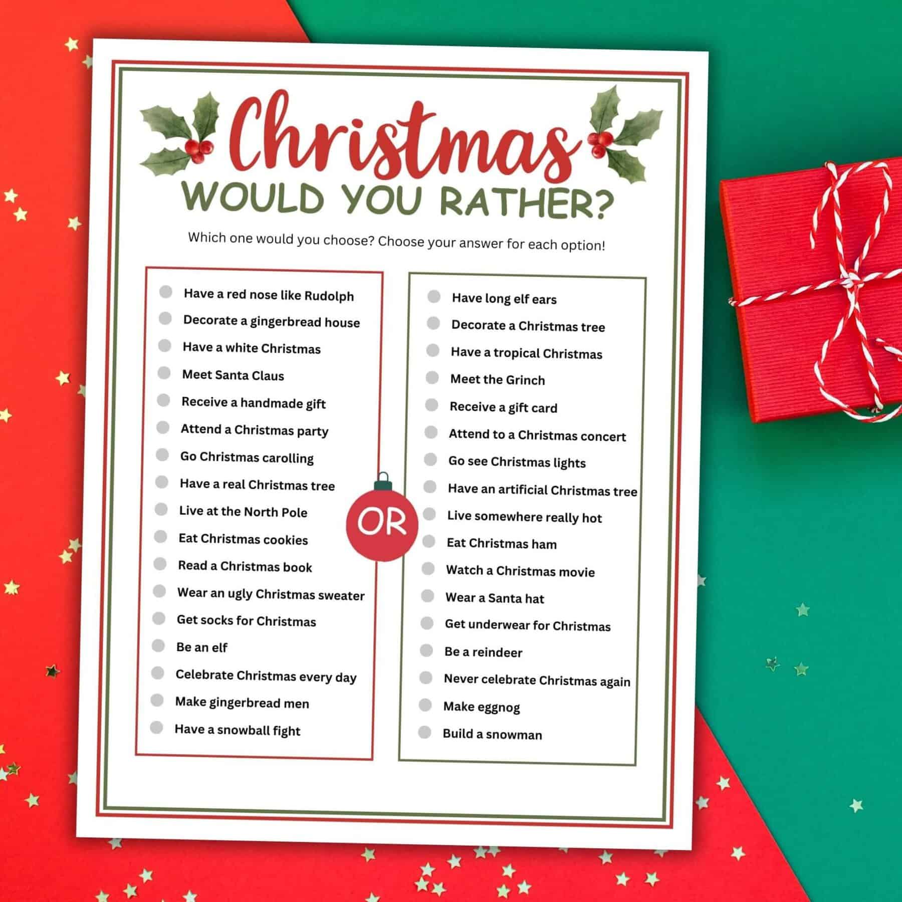 100 Christmas Would You Rather Questions 100 Christmas Would You Rather Questions